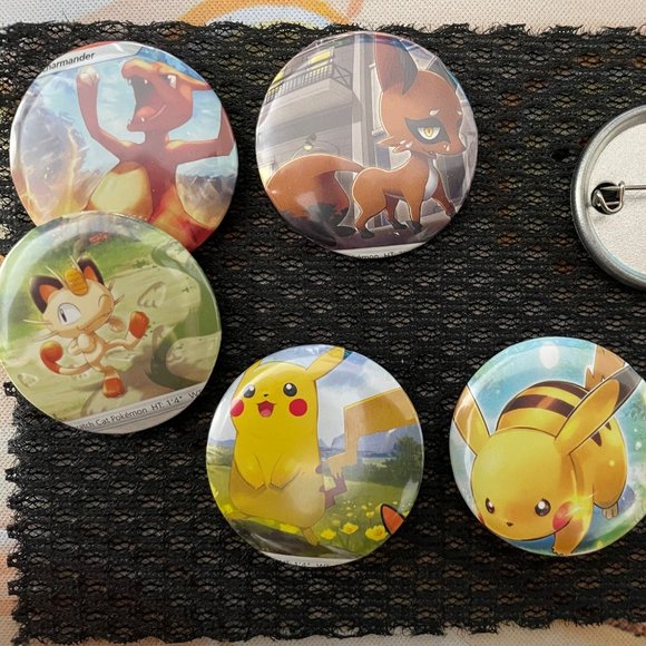 Pokemon | Other | Set Of Six Handmade Pokemon Button Pins | Poshmark